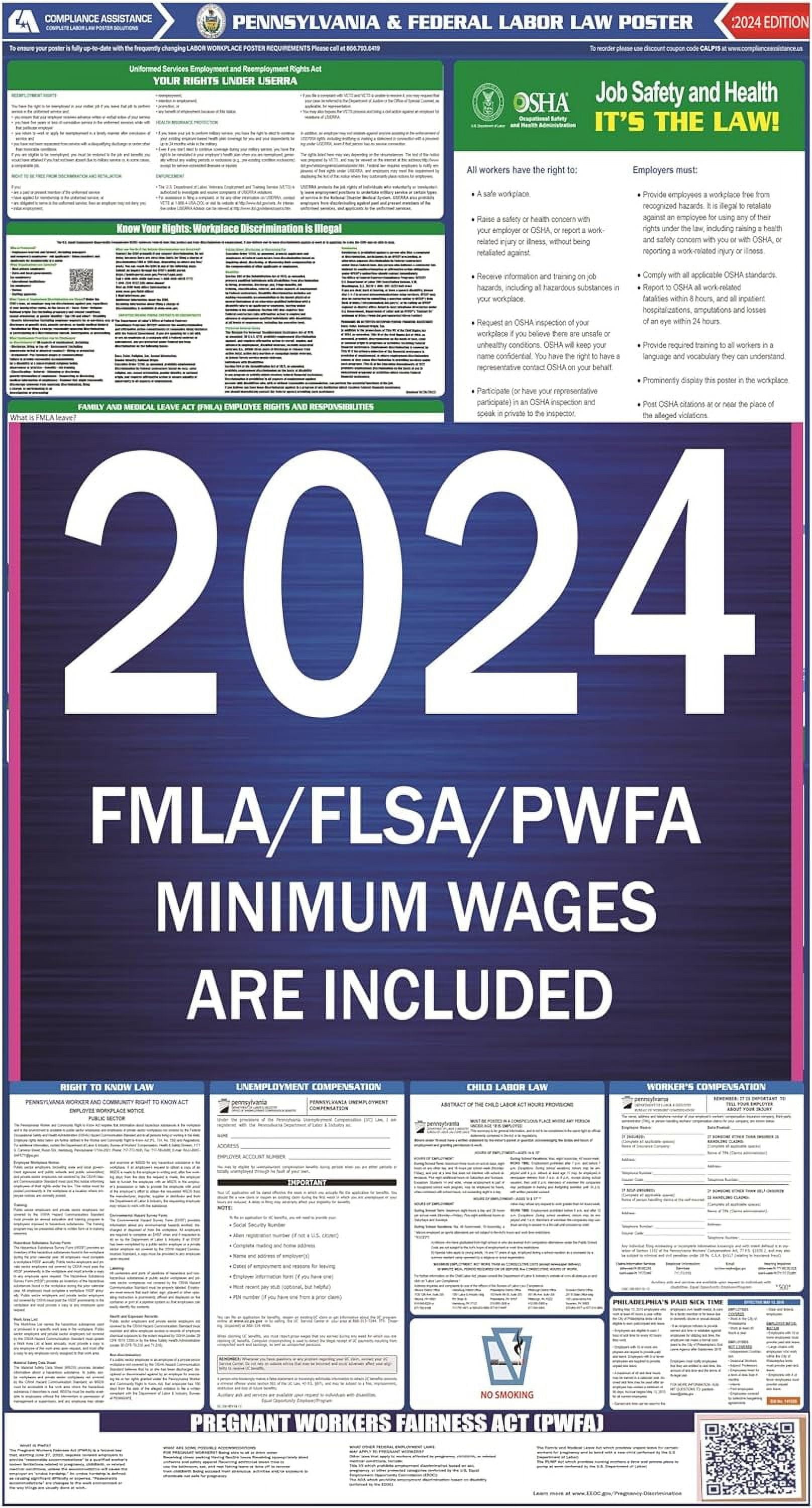 Pennsylvania (PA) 2024 State Labor Law Poster - State, Federal and OSHA ...