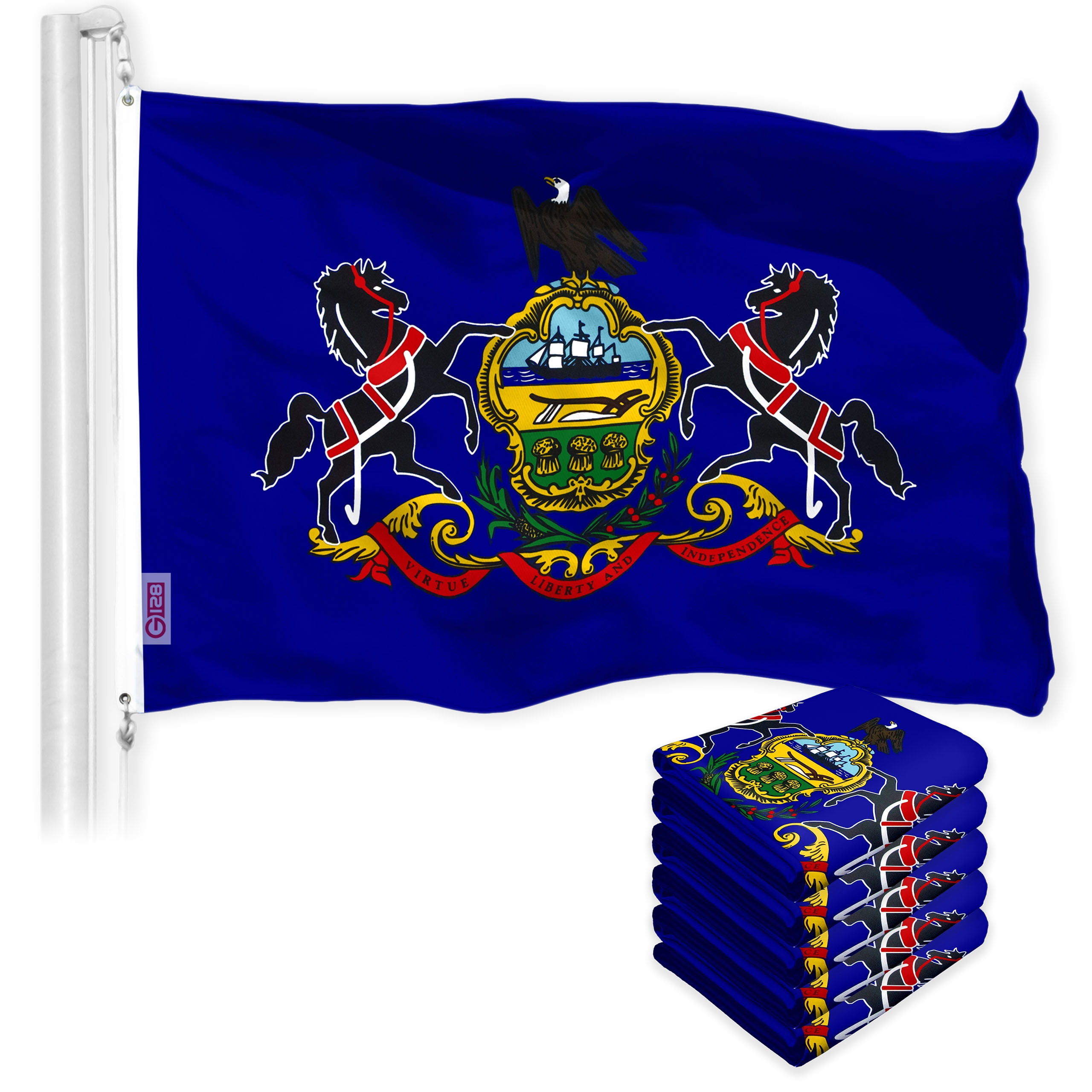 Pennsylvania PA State Flag 3x5FT 5-Pack 150D Printed Polyester By G128 ...