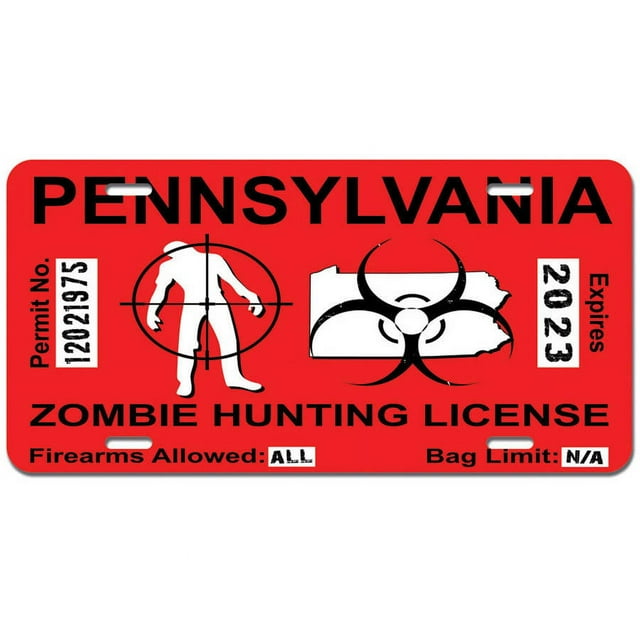 Pennsylvania PA Zombie Hunting License Permit Red - Biohazard Response ...