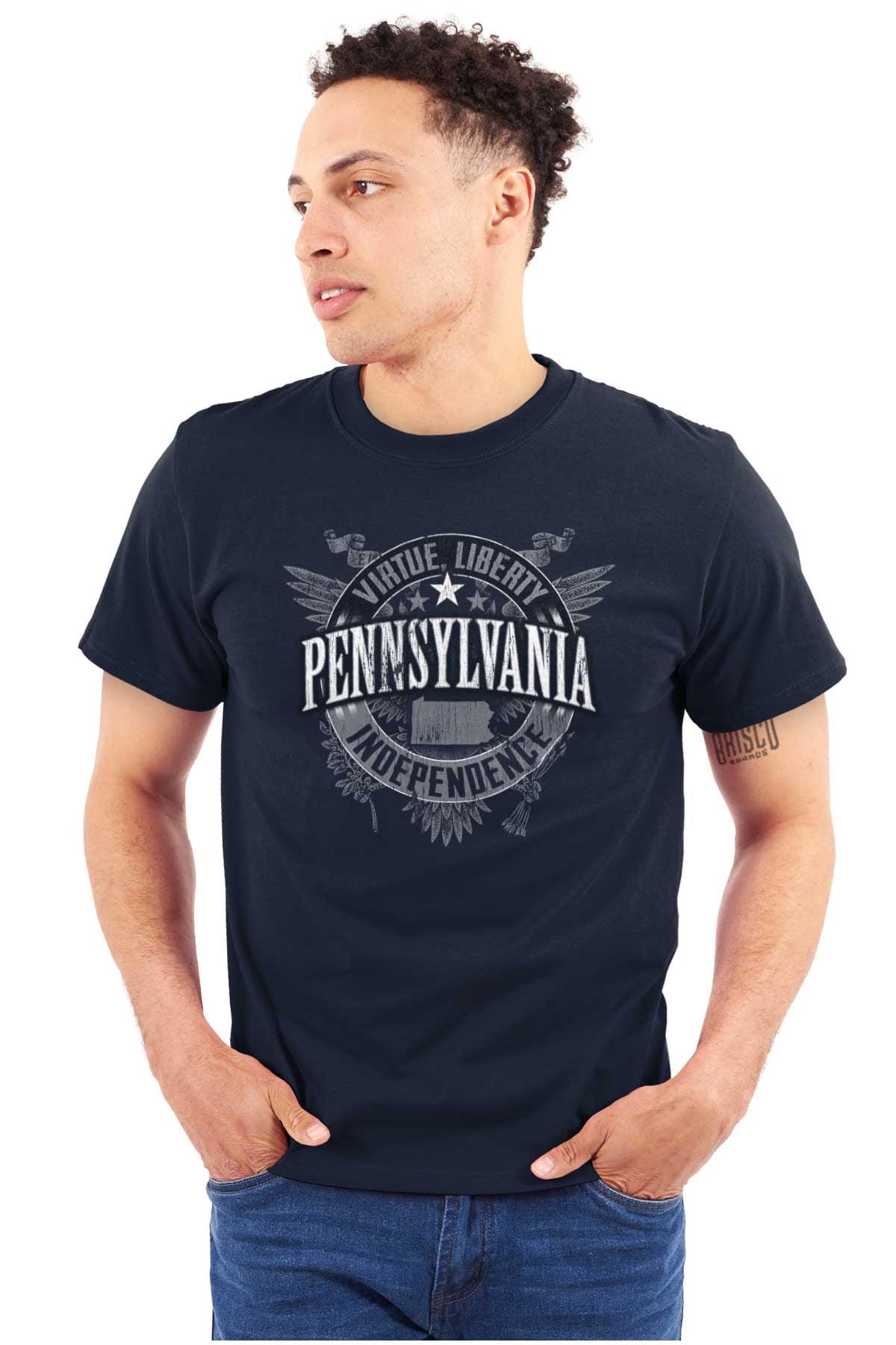 Pennsylvania Patriotic State Shape PA Plus Size Crewneck Graphic Tee ...