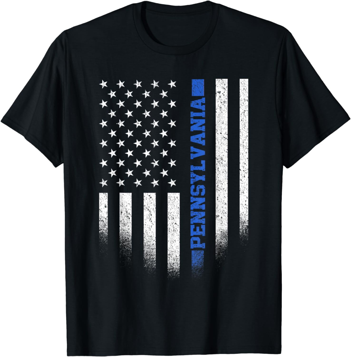 Pennsylvania State Blue Line US Flag PA Police Officer T-Shirt ...