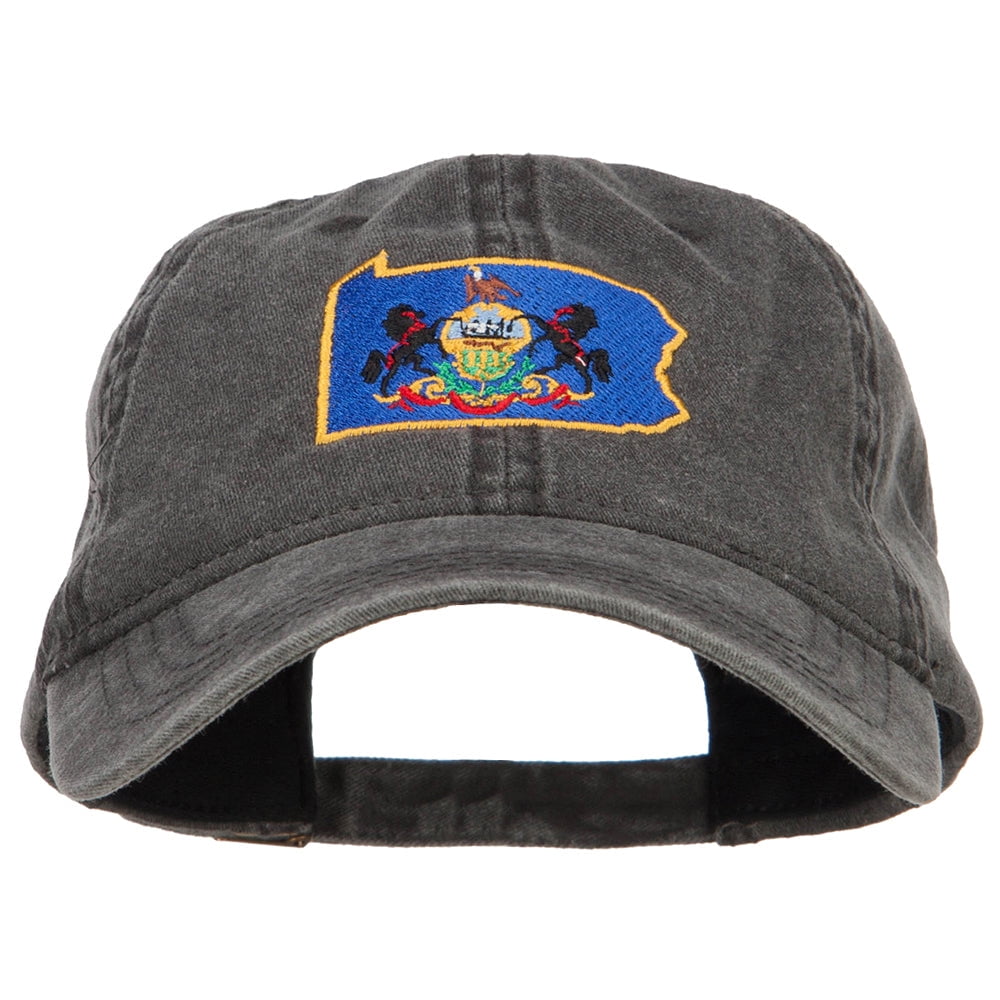 Pennsylvania State Flag Map Embroidered Washed Cap - Black OSFM ...