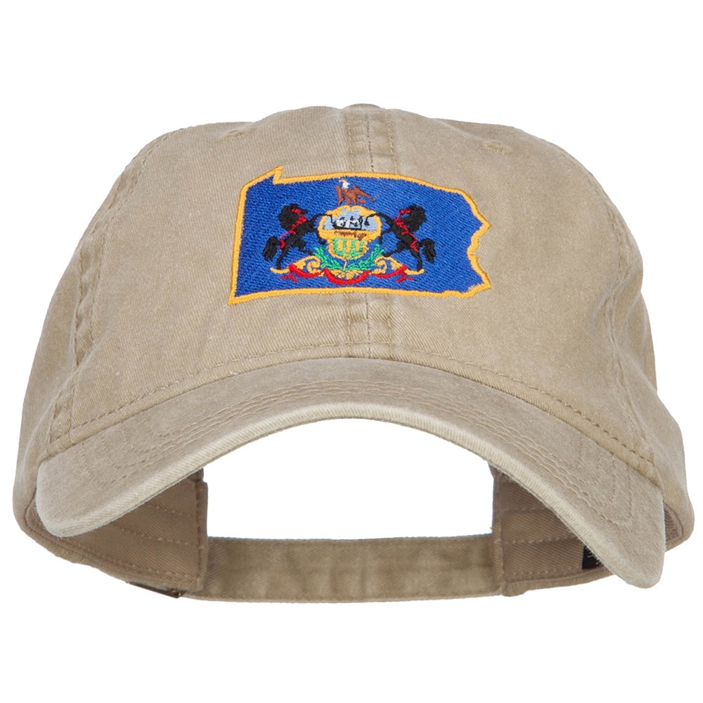 Pennsylvania State Flag Map Embroidered Washed Cap - Khaki OSFM ...