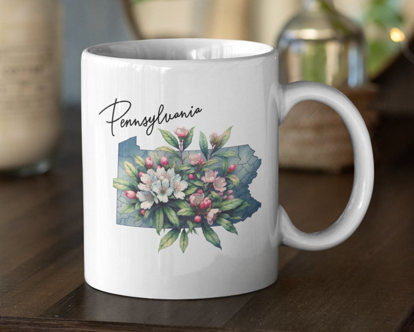 Pennsylvania State Flower Coffee Mug, State Flower Coffee Cup, Mountain ...