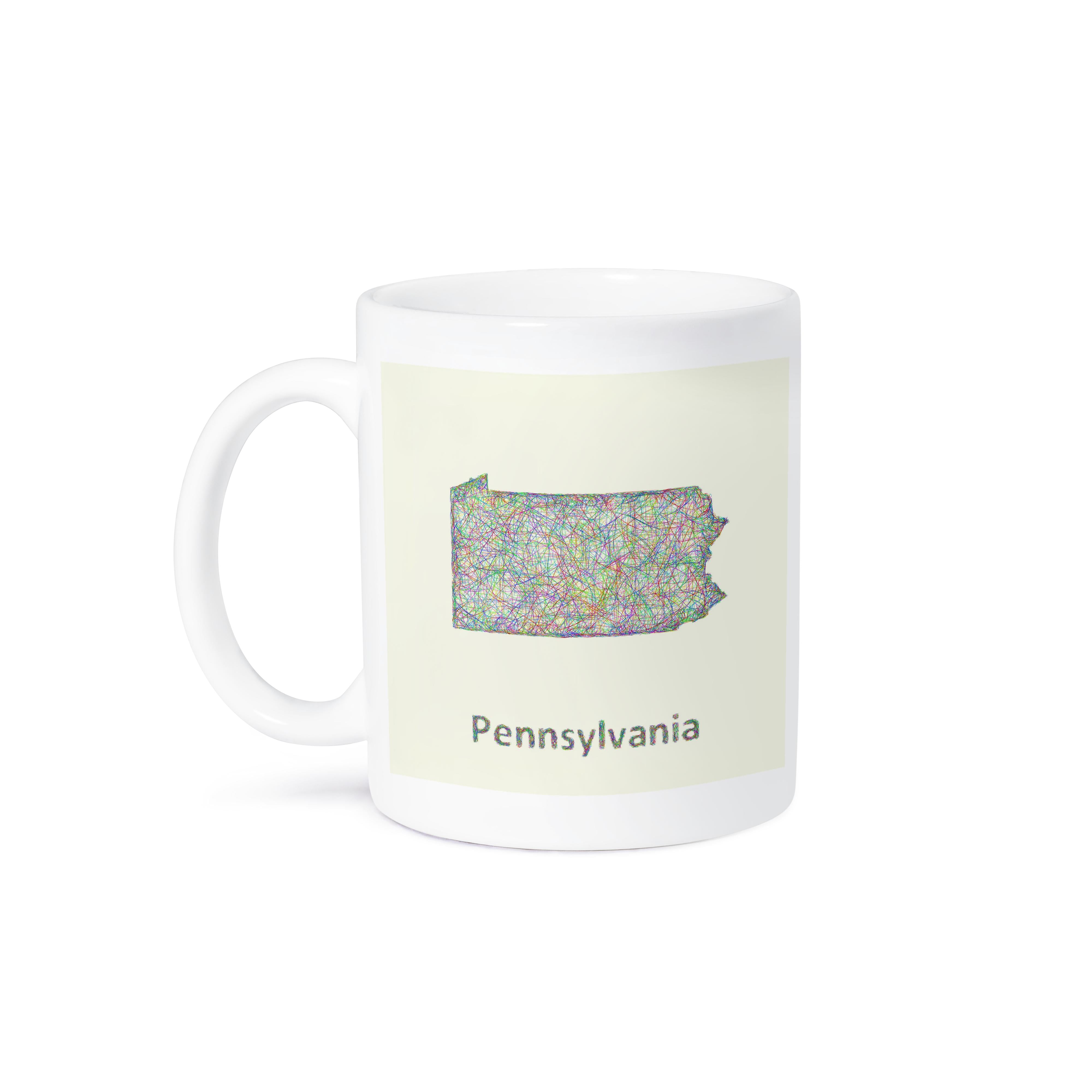 Pennsylvania State Map - Colorful Line Art Graphic Design, 11oz Mug ...