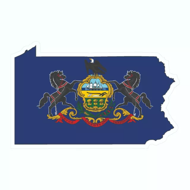 Pennsylvania State Map Outline With Flag Sticker, Vacation Sticker ...