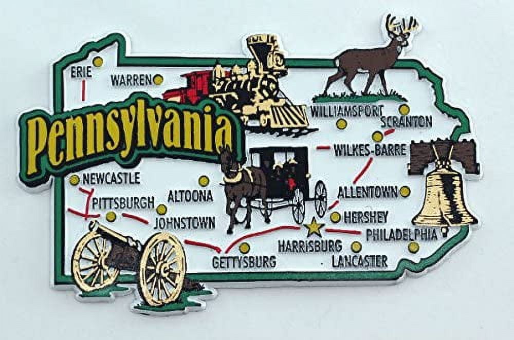 World By Shotglass Pennsylvania Map Magnet, Collectible Souvenir Fridge ...