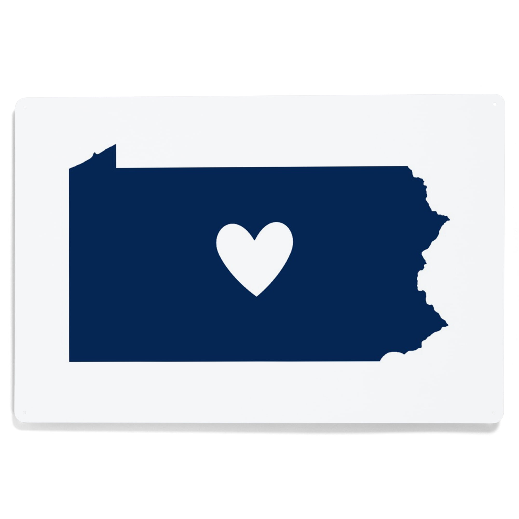 Pennsylvania, State Outline and Heart Centered (12x18 Aluminum Art ...