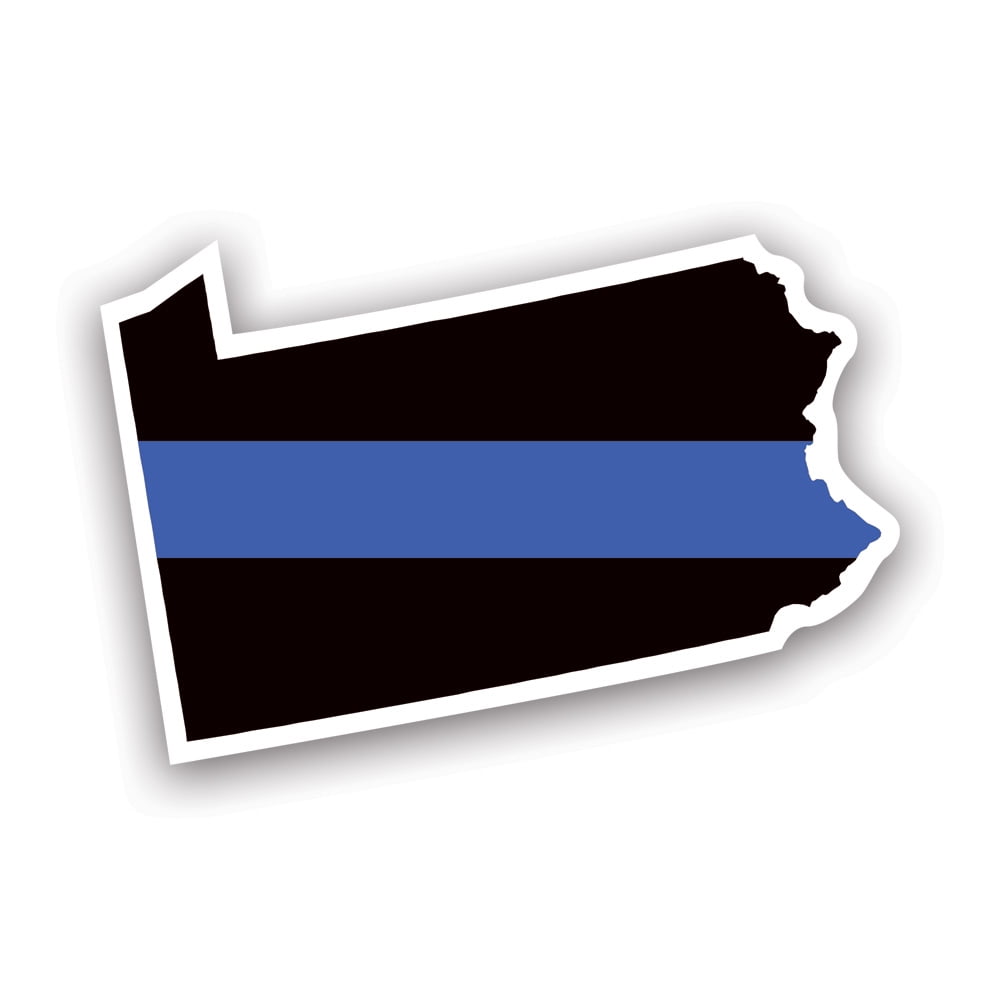 Pennsylvania State Shaped Thin Blue Line Sticker Decal - Self Adhesive ...