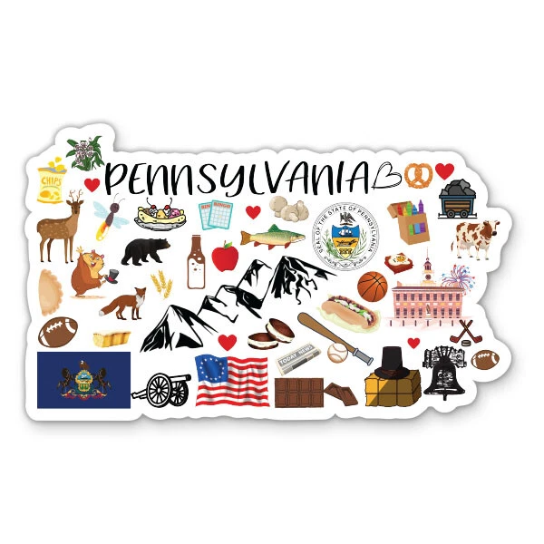 Pennsylvania State Travel Sticker Phone Decal Water Bottle Stickers Car ...