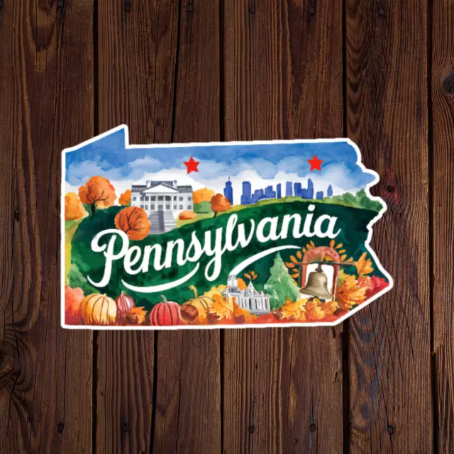 Pennsylvania Sticker American Flag State Outline Novelty Laptop Sticker ...