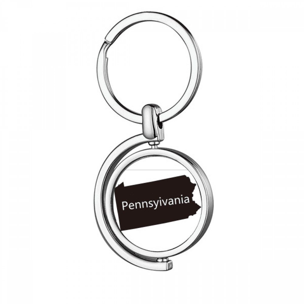 Pennsylvania USA Map Outline Rotating Keychain Metal Keyring Holder ...