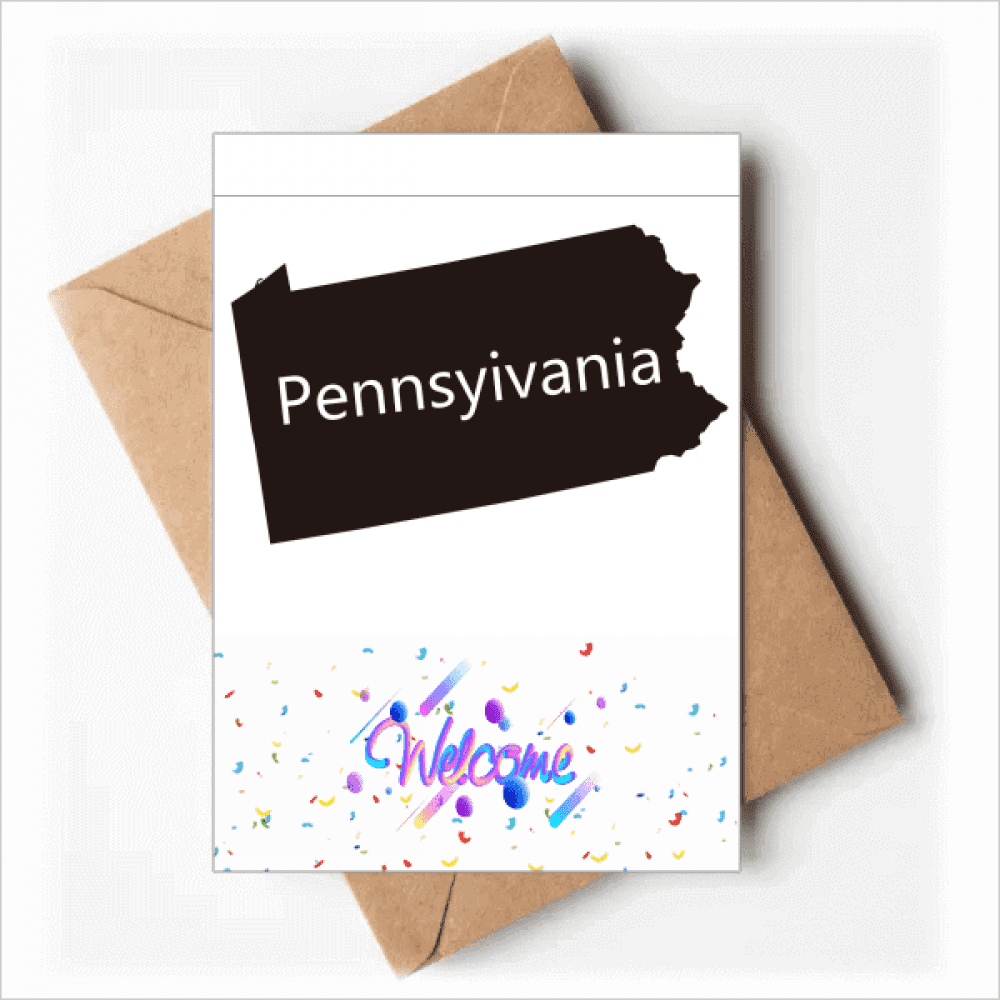 Pennsylvania USA Map Outline Welcome Back Greeting Cards Envelopes ...