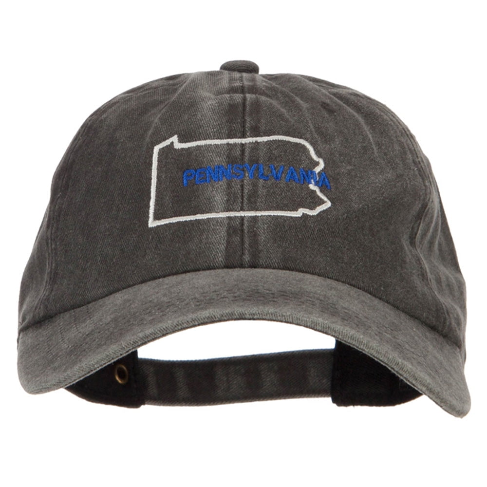 Pennsylvania with Map Outline Embroidered Washed Cotton Twill Cap ...