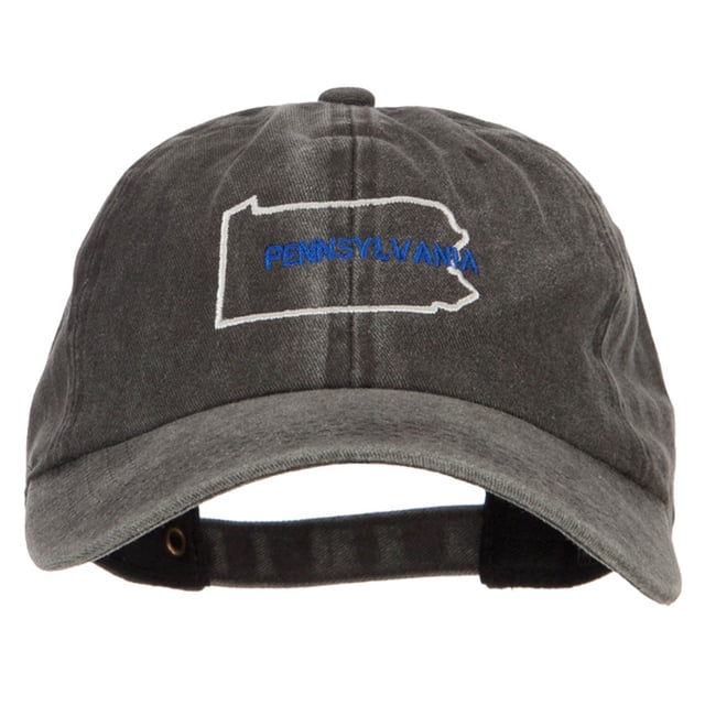 Pennsylvania with Map Outline Embroidered Washed Cotton Twill Cap ...