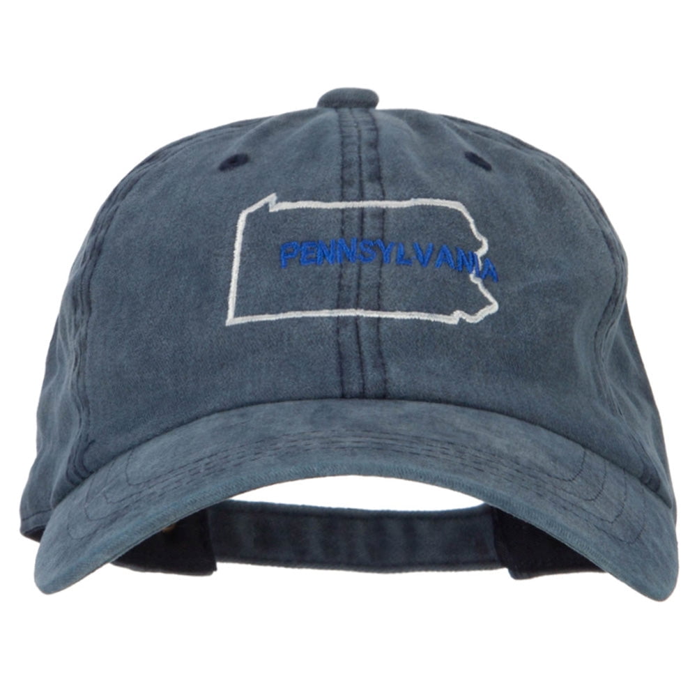 Pennsylvania with Map Outline Embroidered Washed Cotton Twill Cap ...