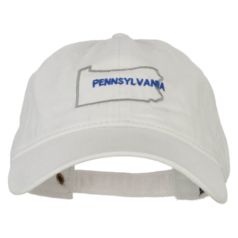 Pennsylvania with Map Outline Embroidered Washed Cotton Twill Cap ...