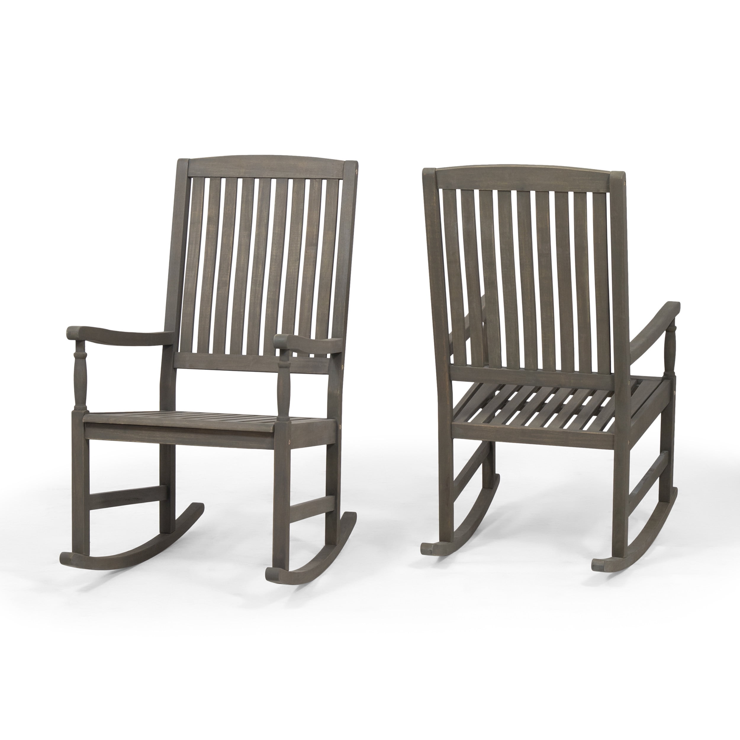 Penny Outdoor Acacia Wood Rocking Chair (Set of 2), Gray - Walmart.com