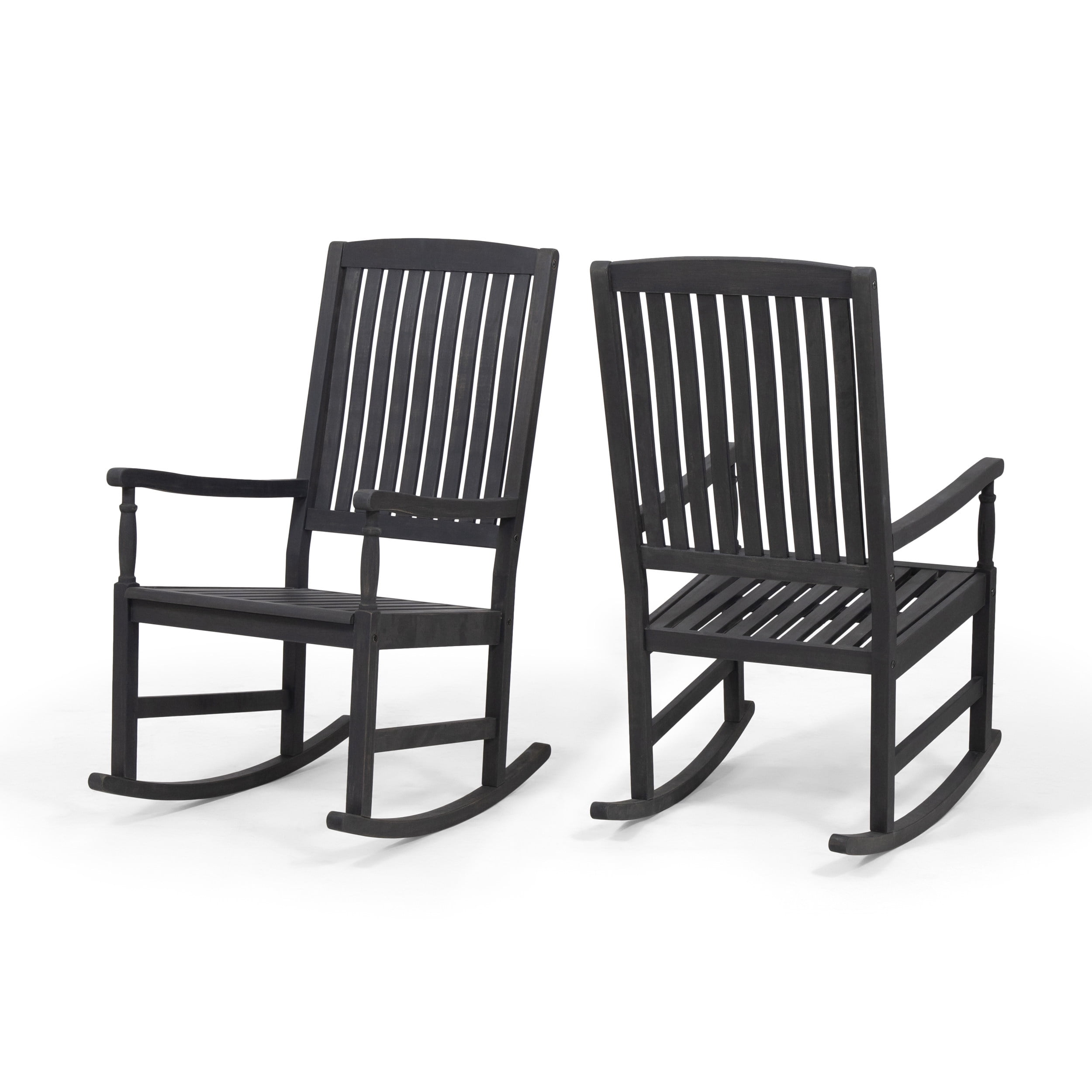 Penny Outdoor Acacia Wood Rocking Chairs (Set of 2), Dark Gray ...