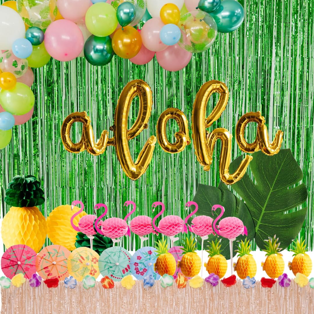 Penny & Pigment 125 PCS Hawaiian Decorations - Aloha Decorations with ...