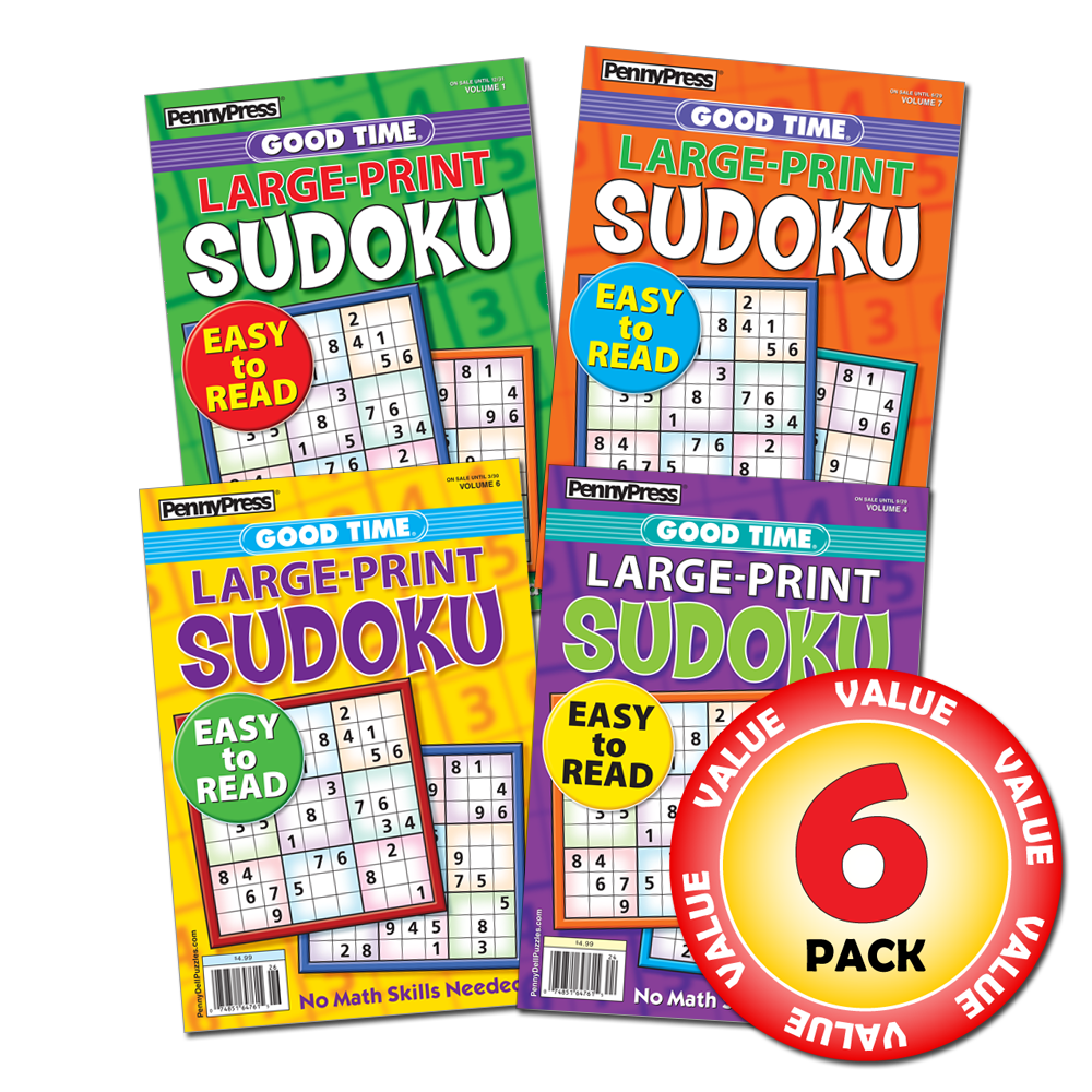 Penny Press Good Time Large-Print Sudoku 6-Pack, Full Sized Paperback ...