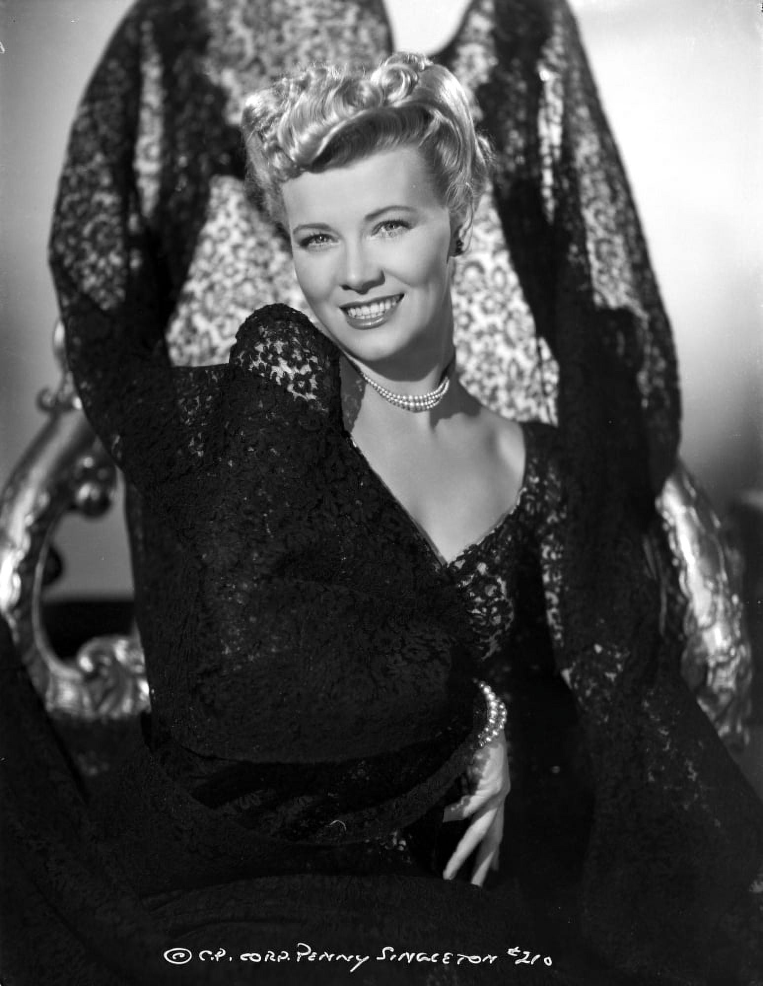 Penny Singleton smiling in Black Floral Dress Portrait Photo Print (8 x ...
