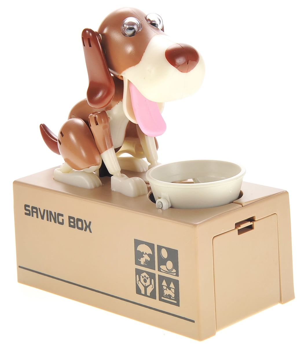 CoinCollector PennyPincher Robotic Dog Piggy Bank White Brown Battery ...