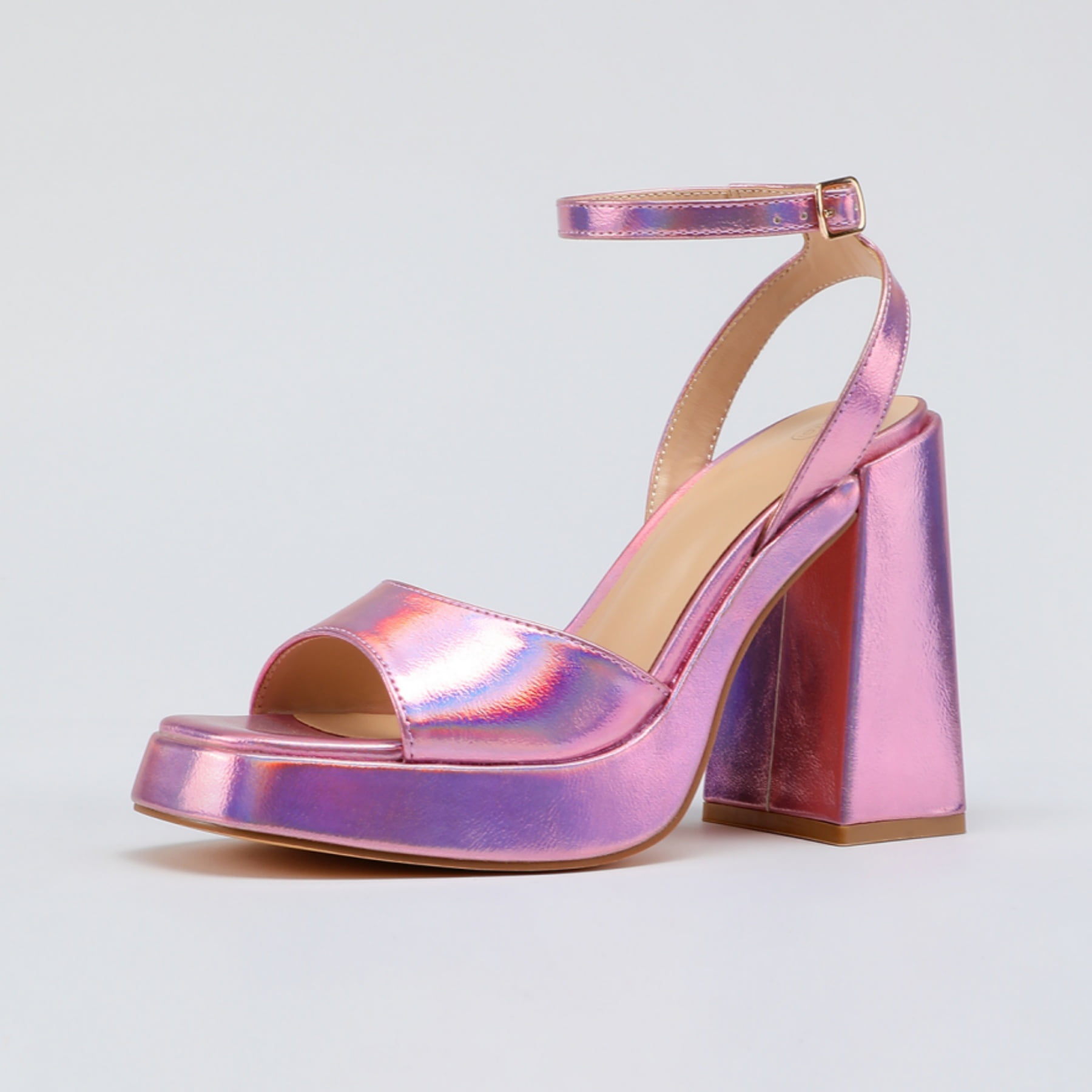 Pennysue Dressy High Heels Pink Chunky Block Platform Heel Sandals For ...