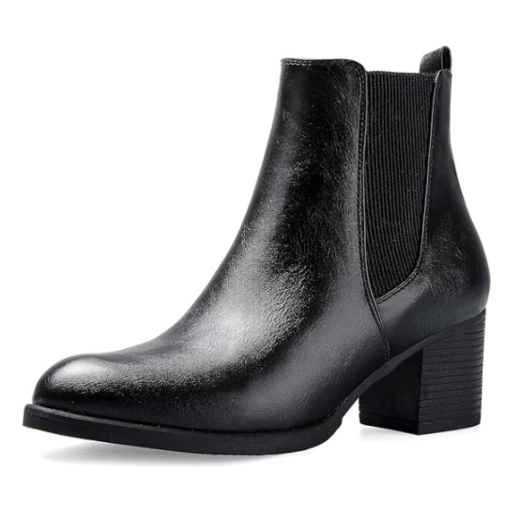 Pennysue Women's Chelsea Boots, Black PU, Chunky Heel, Platform Ankle ...