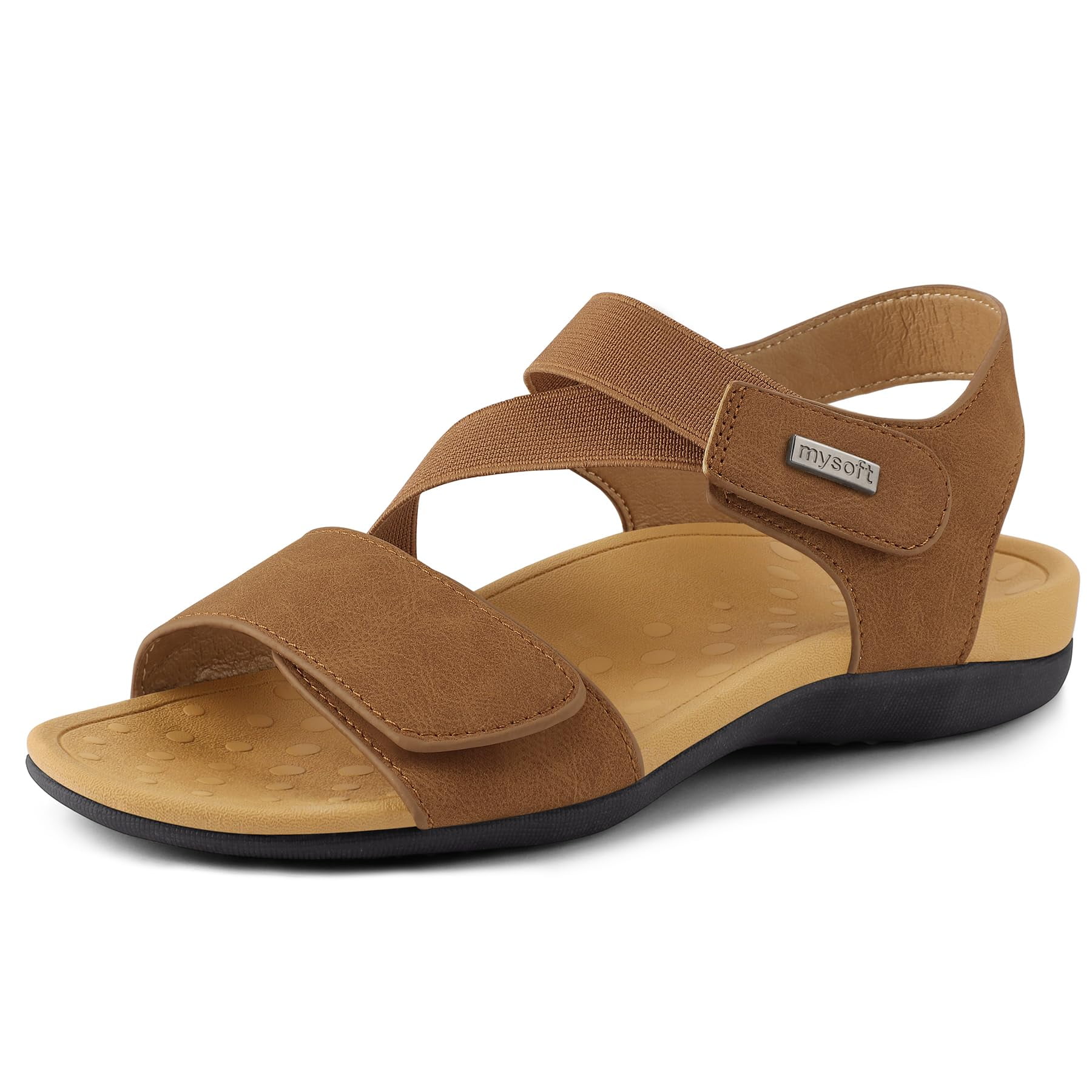 Pennysue Women's Arch Support Sandals Brown Lightweight Walking Sandals ...