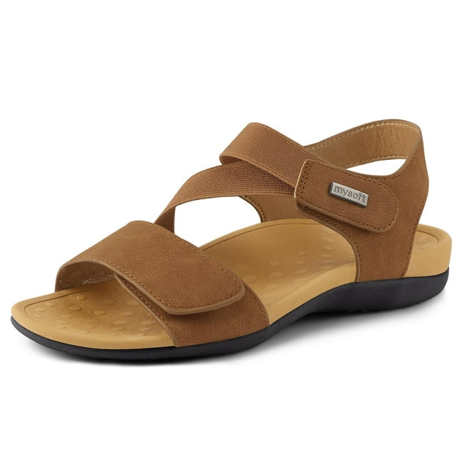 Pennysue Women's Arch Support Sandals Brown Lightweight Walking Sandals ...