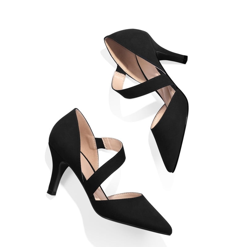 Pennysue Women's Black Strappy Short Heels With Pointed Toes Size 8 ...