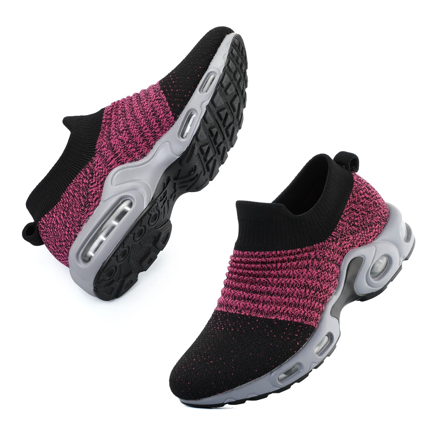 Pennysue Women's Black-red Mesh Air Cushion Slip on Sock Sneaker Size 8 ...