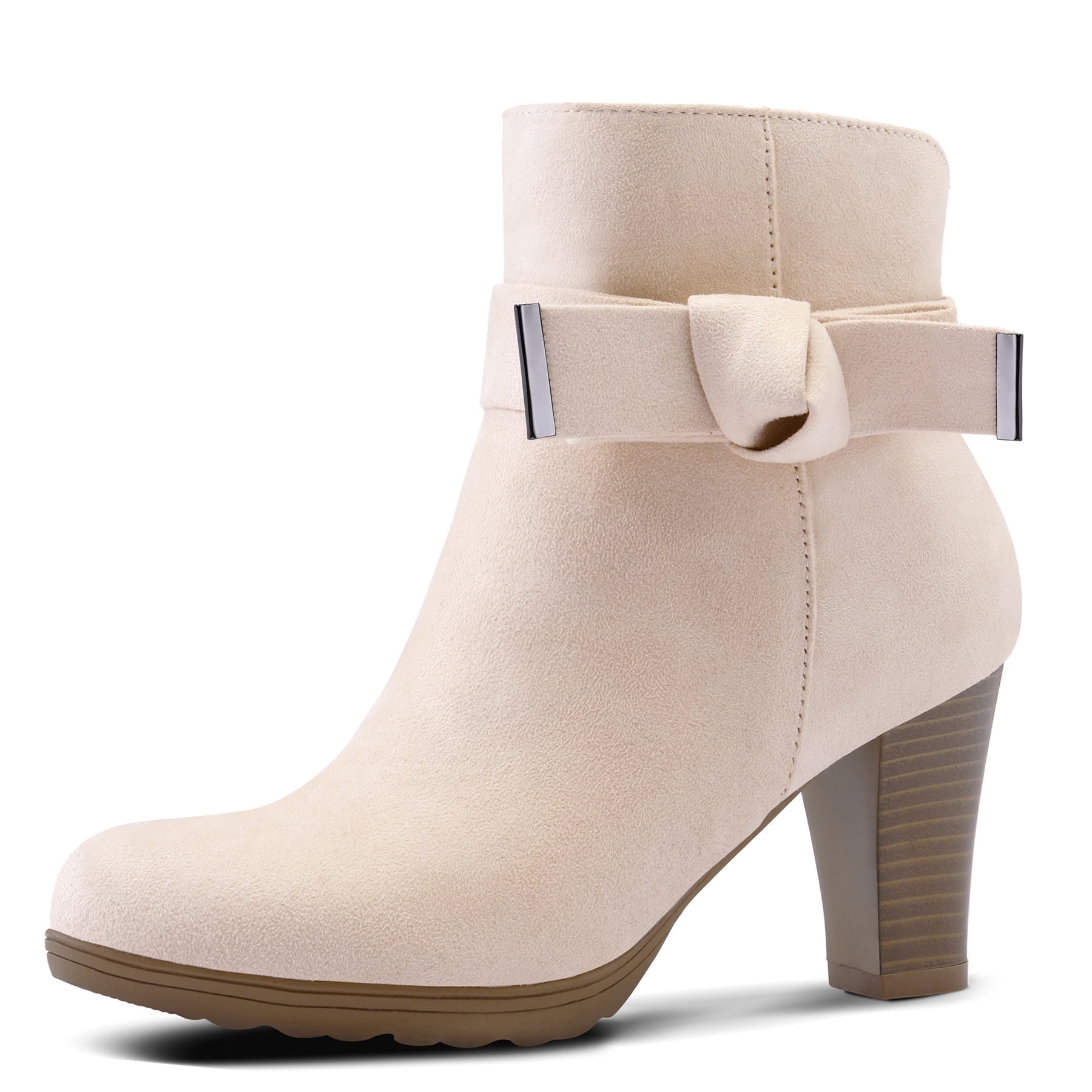 Pennysue Women's Chunky Heel Red Buckle Ankle Boots Thick Heeled ...