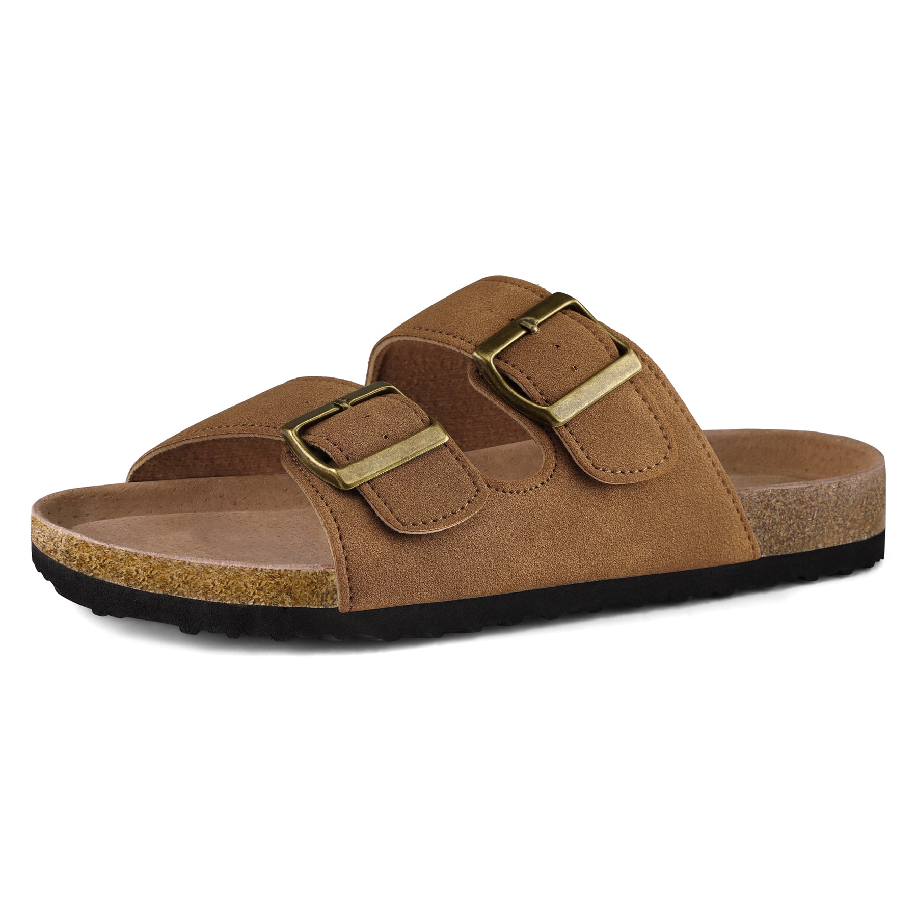 Pennysue Women's Cork Footbed Slide Sandals New-Brown Adjustable Buckle ...