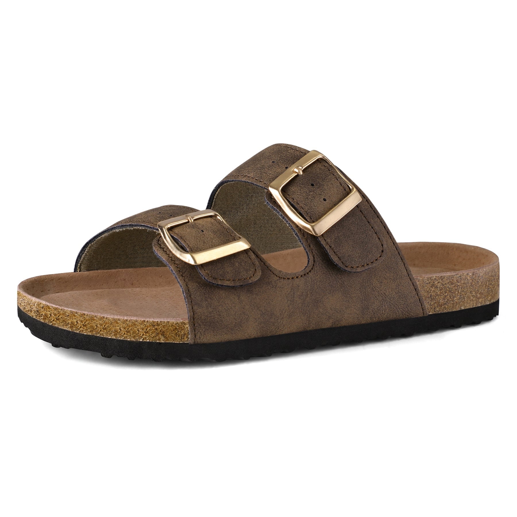 Pennysue Women's Cork Footbed Slide Sandals Dark Brown Adjustable ...