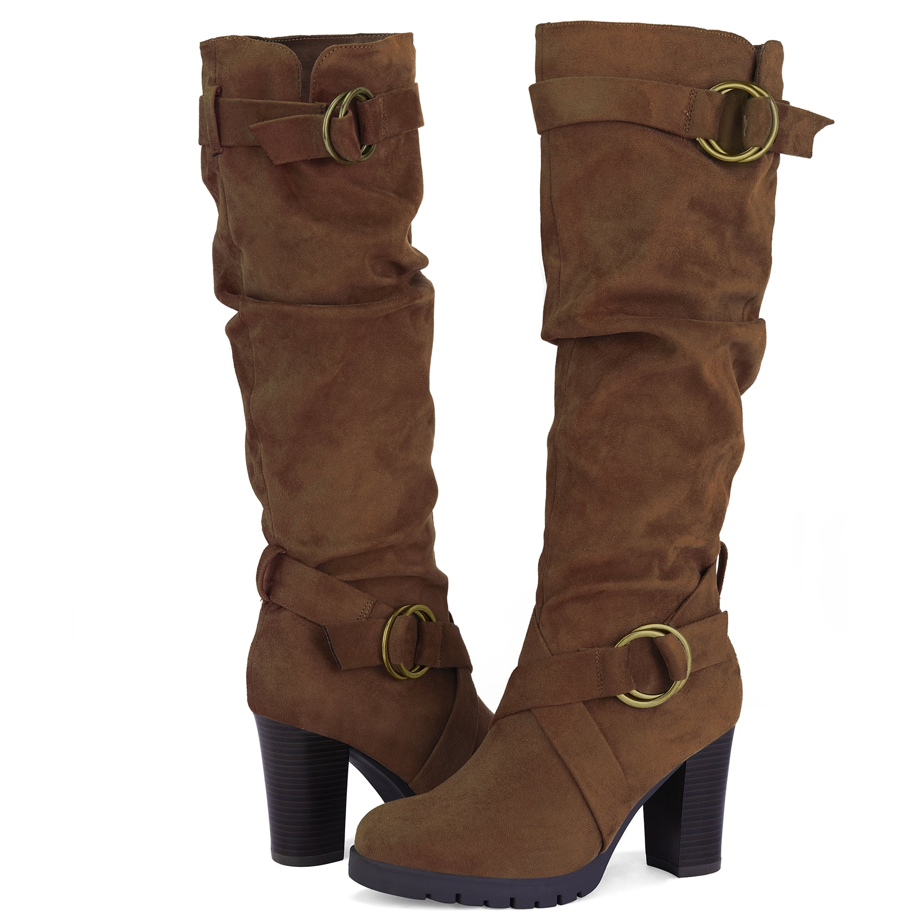 Pennysue Women's Fashion Knee High Boots With Chunky Heel Winter Warm ...