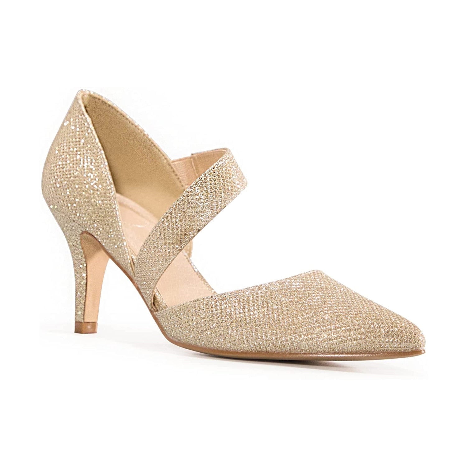 Pennysue Women's Gold Strappy Short Heels With Pointed Toes Size 11 ...