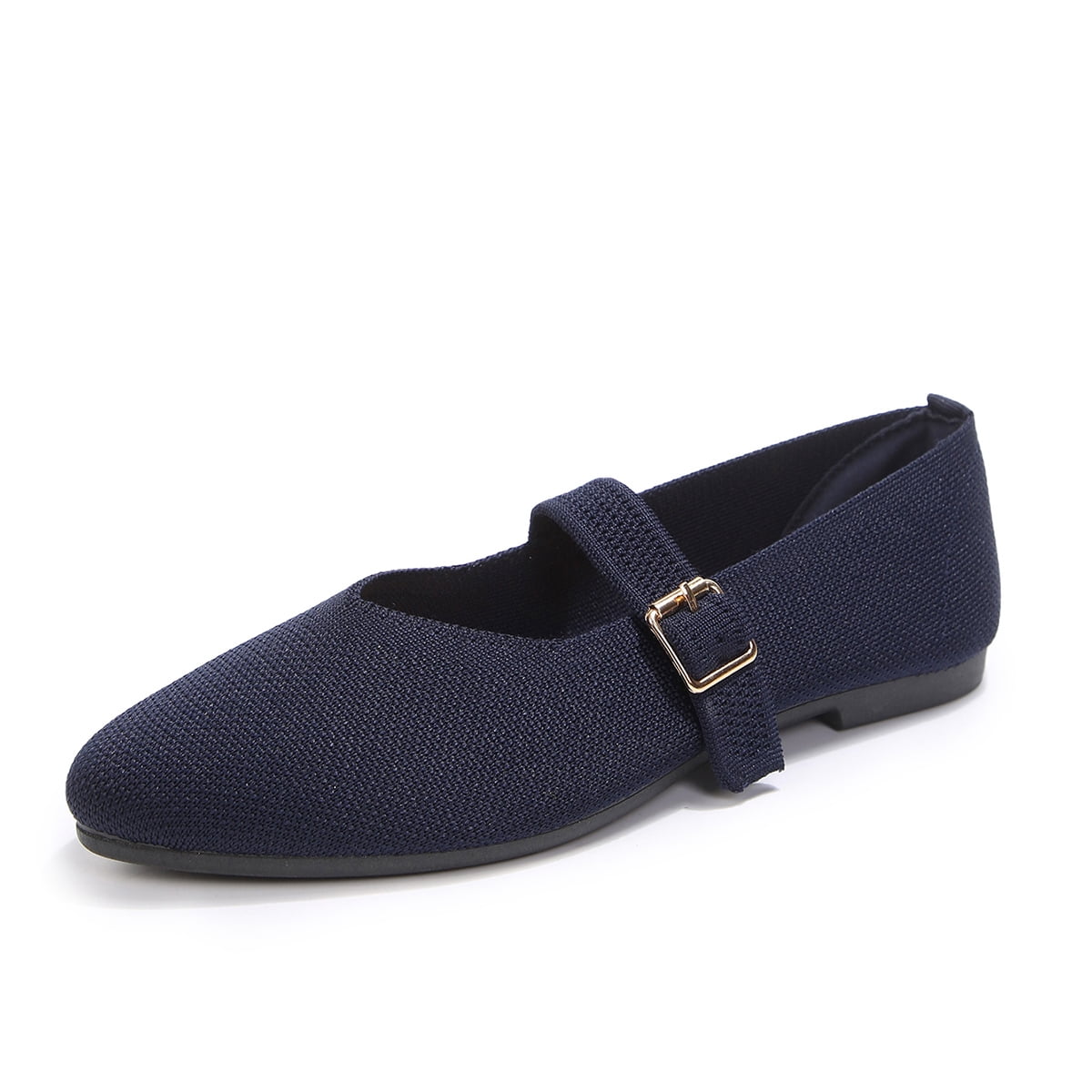 Pennysue Women's Knit Mary Jane Shoes with Buckle Strap Pointy Toe ...