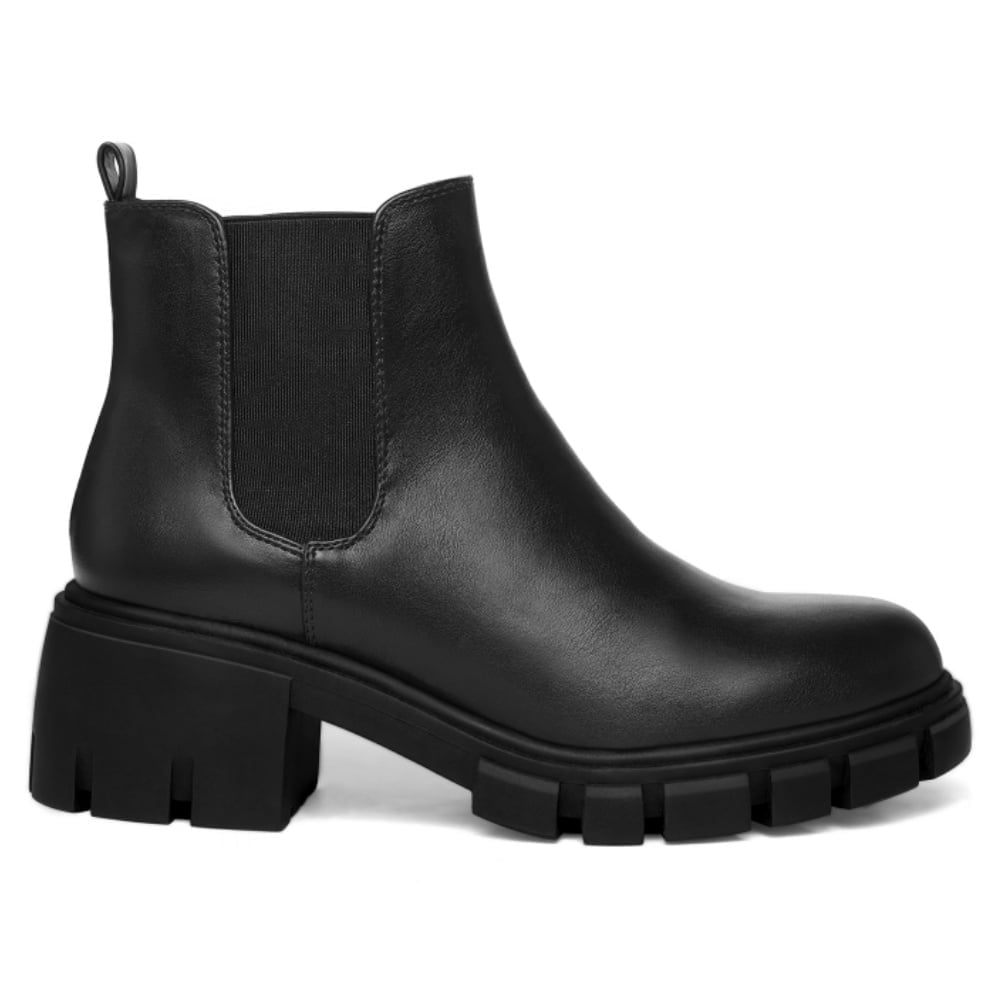 Pennysue Women's Platform Chelsea Booties Black Round Toe Ankle Boots ...