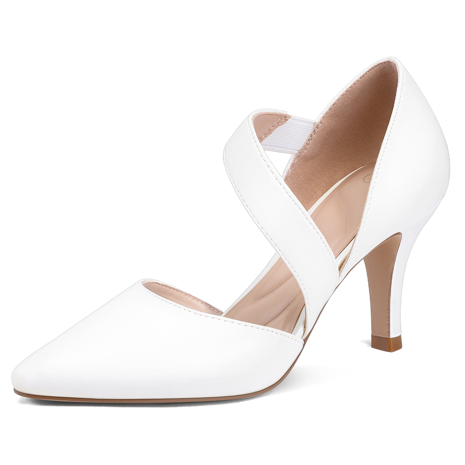 Pennysue Women's White Strappy Short Heels With Pointed Toes Size 6.5 ...
