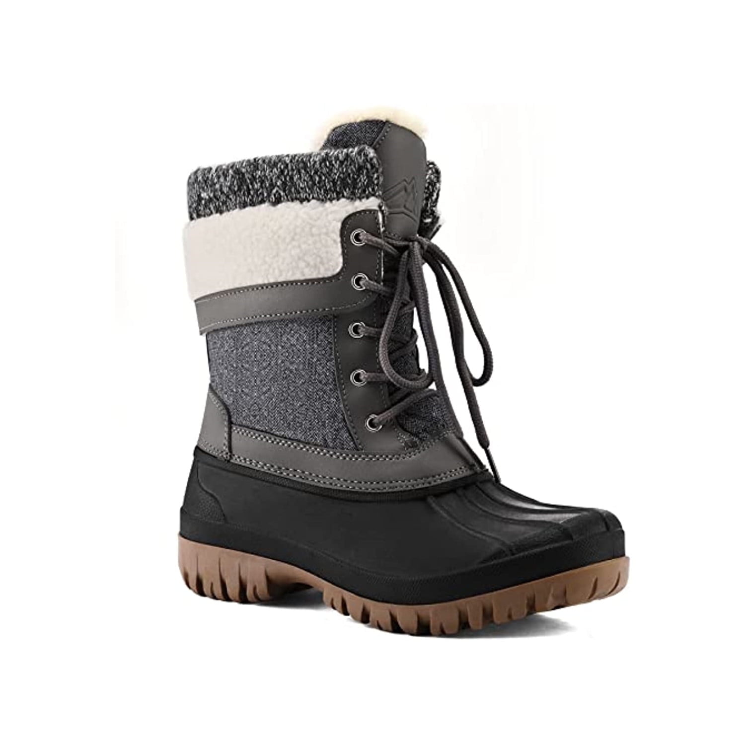 Pennysue Women's Winter Outdoor Waterproof Grey Warm Mid-Tube Snow ...