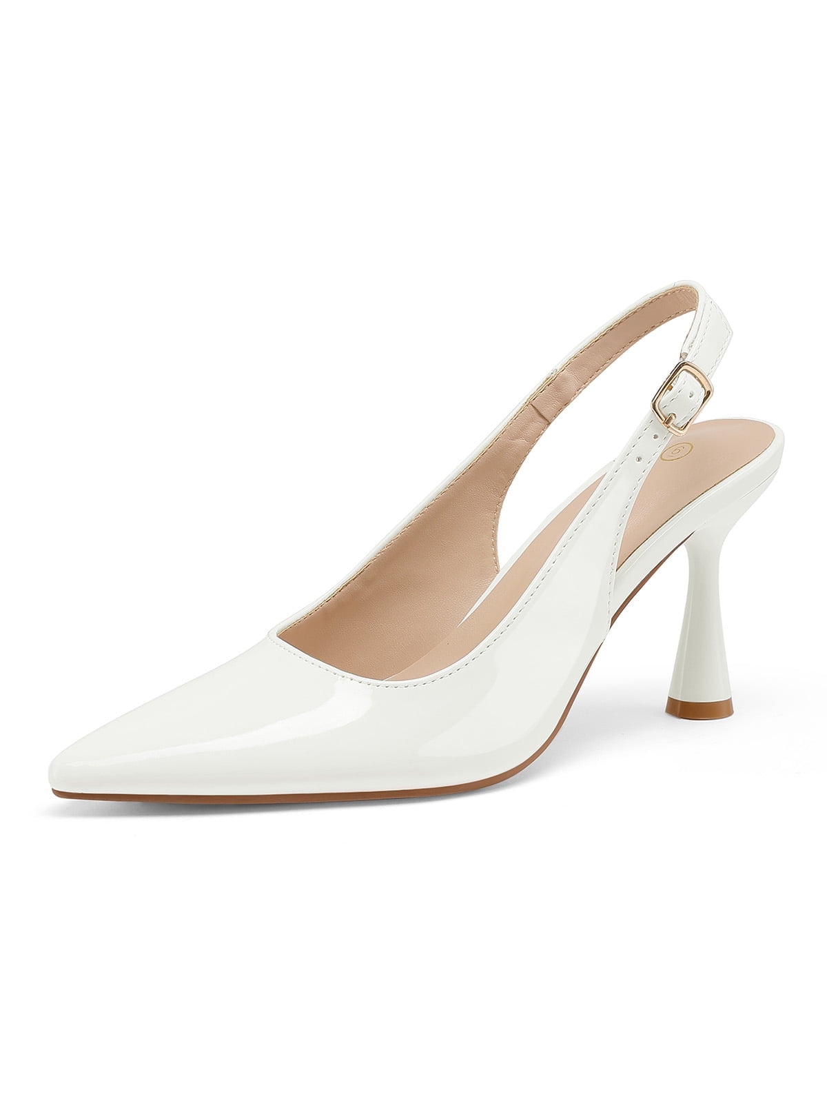 Pennysue pointed shiny leather ankle buckle high heels dress shoes for ...