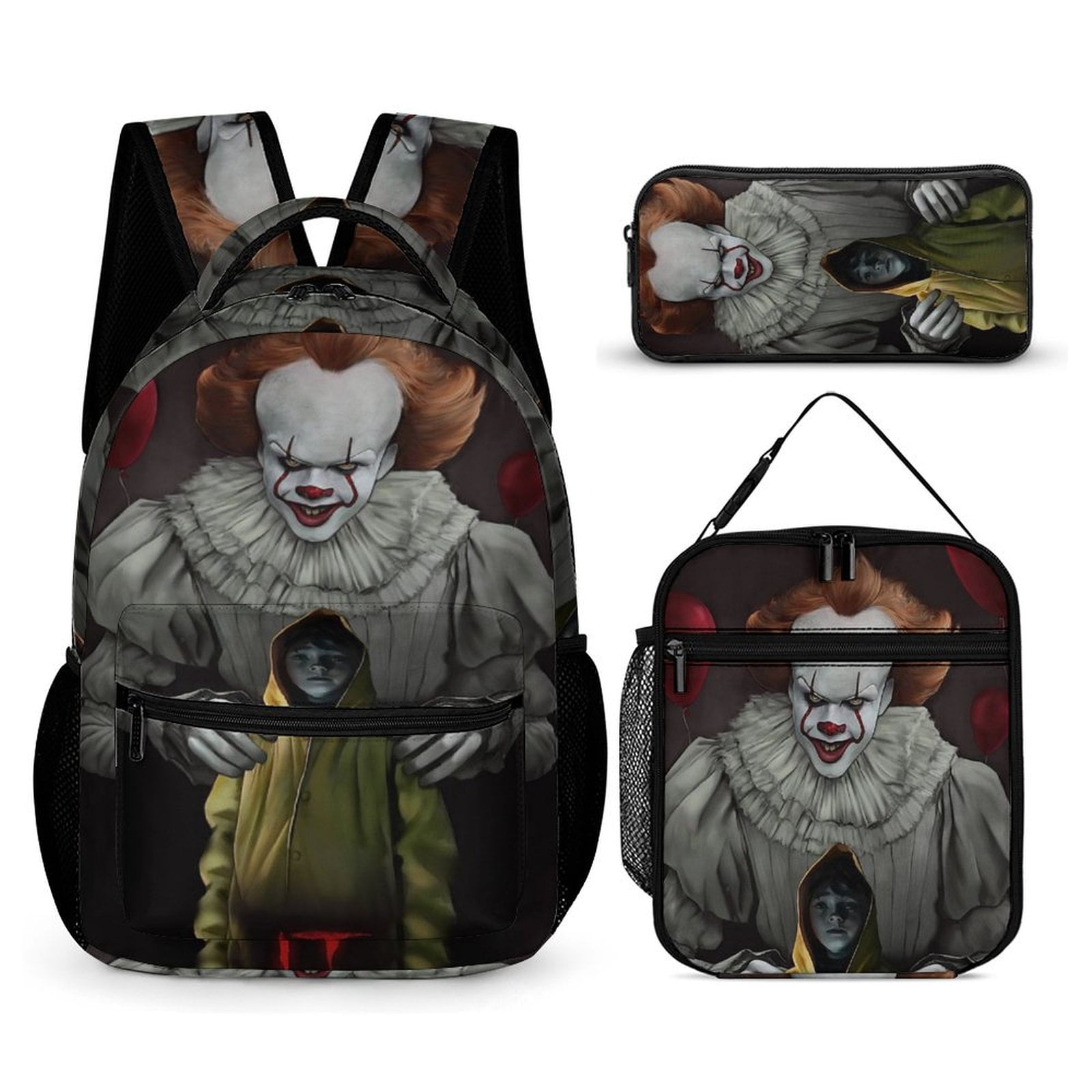 Pennywise Backpacks 3 Piece Set Bookbag with Lunch Bag And Pencil Case ...