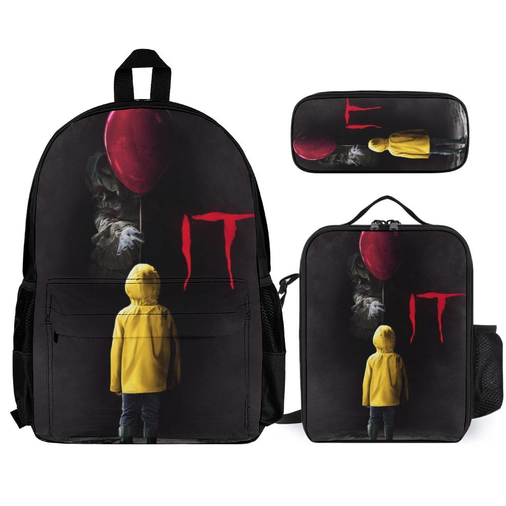 Pennywise Backpacks 3 Piece Set Bookbag with Lunch Bag And Pencil Case ...