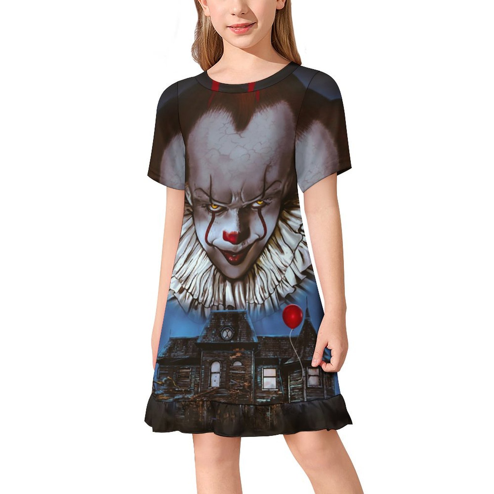 Pennywise Children's Short Sleeved Dress 3D Printed Classical Girl's ...