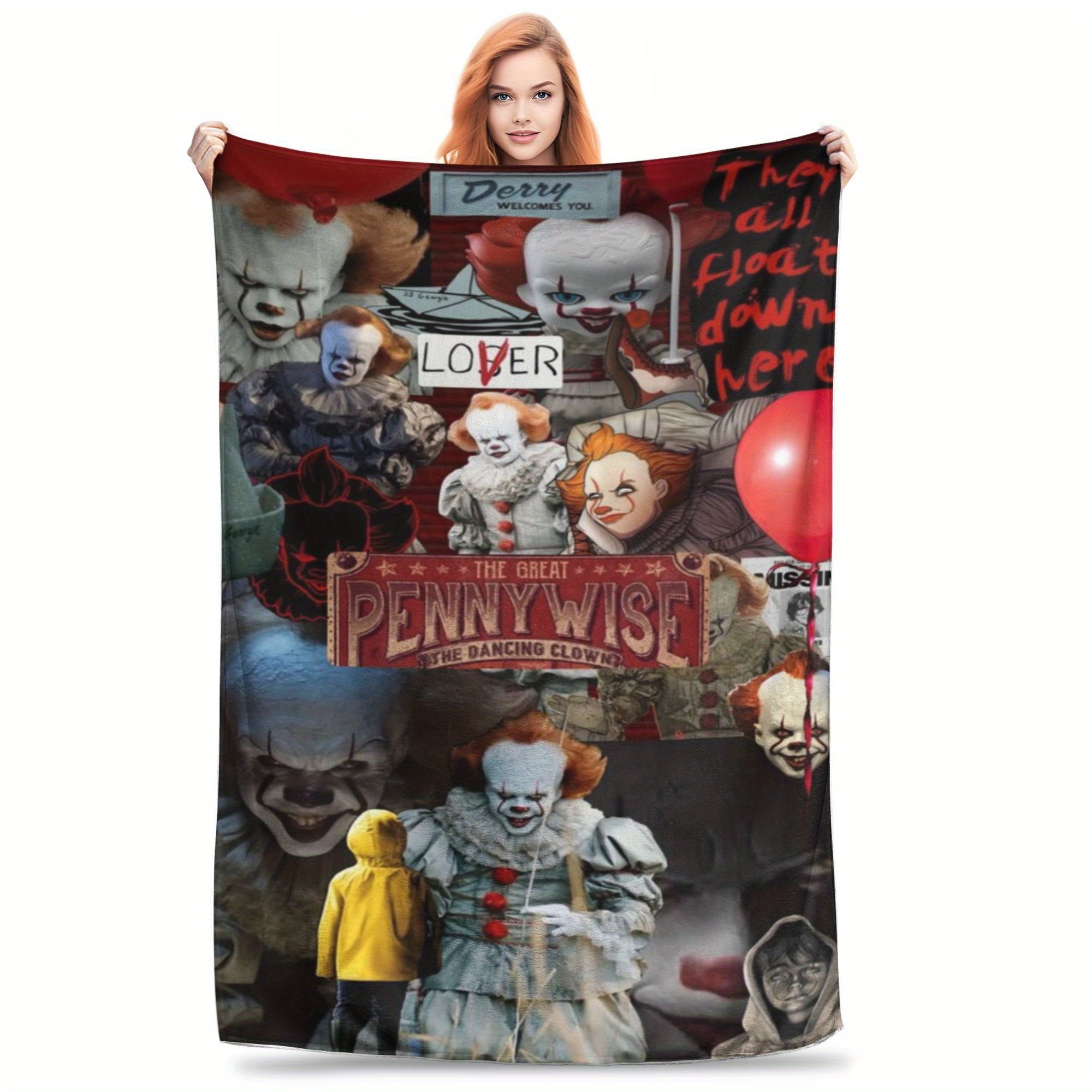 Pennywise Clown Print Flannel Throw Blanket, Soft Cozy, All-Season ...