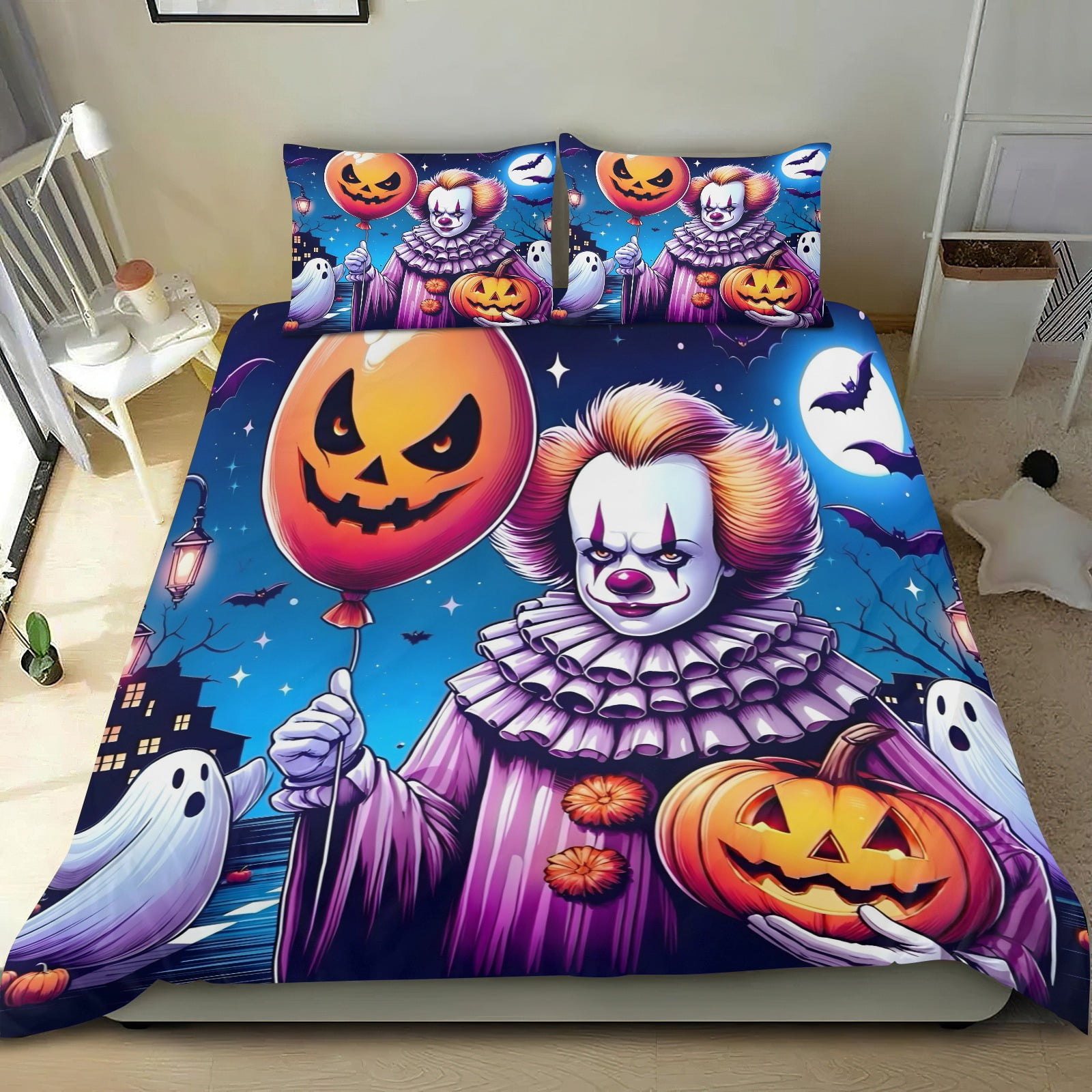 Pennywise Clown Themed Bed Sheet Set Three Piece Set 53x79 Inches ...
