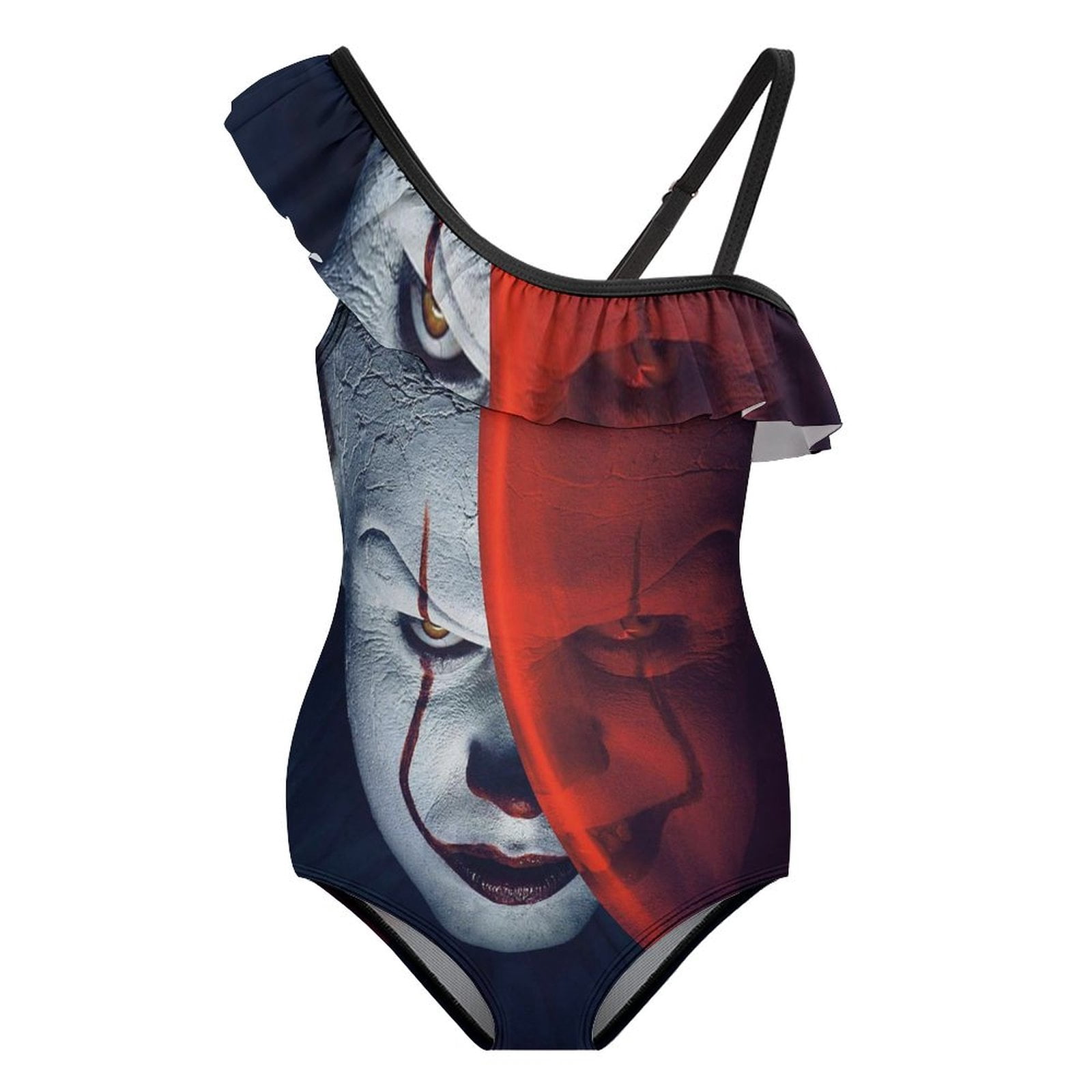 Pennywise Horror Kids Swimsuit Swimwear Adjustable One Shoulder Ruffled ...