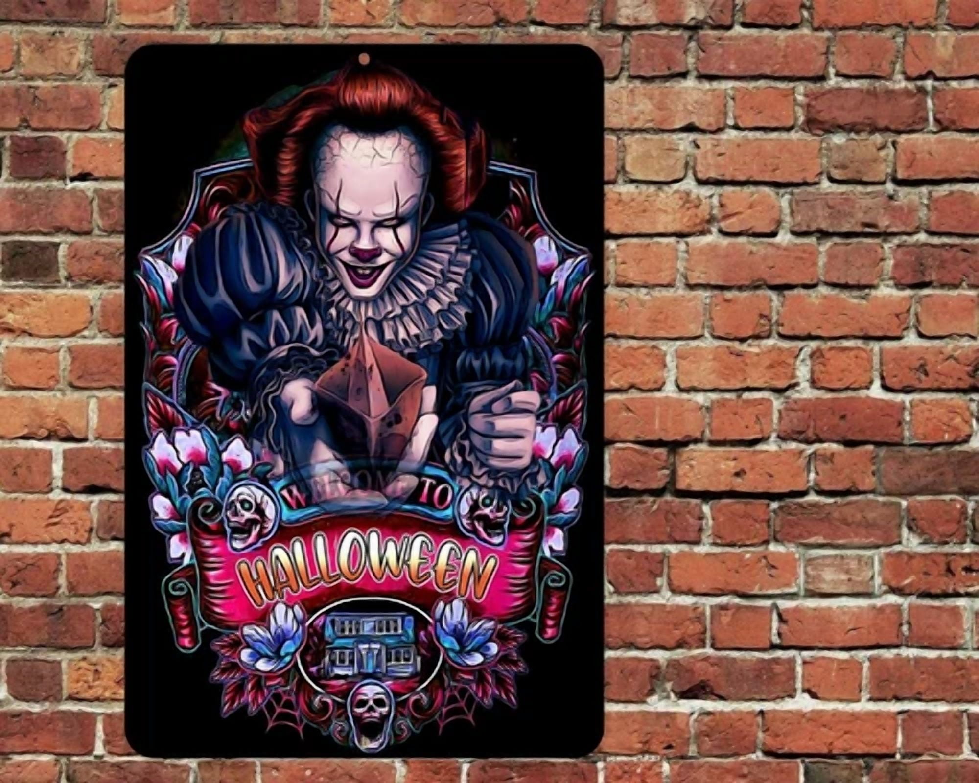 Pennywise It Sign Aluminum Metal 8"X12" Halloween Horror Movie Scary ...